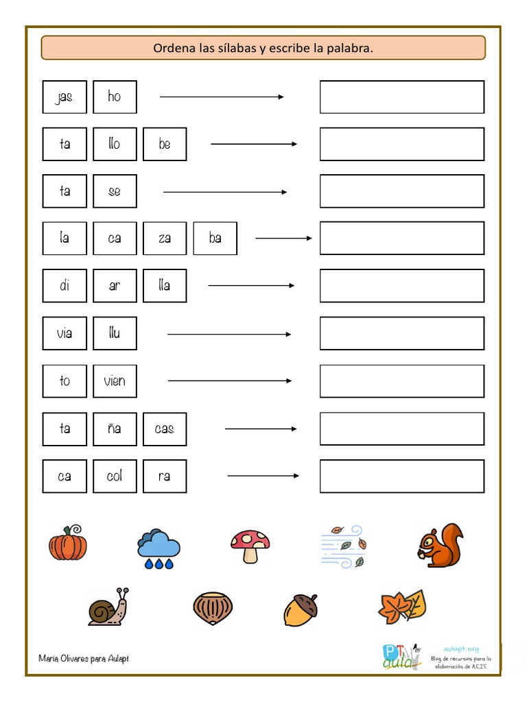 Ordenar Silabas Otono | PDF