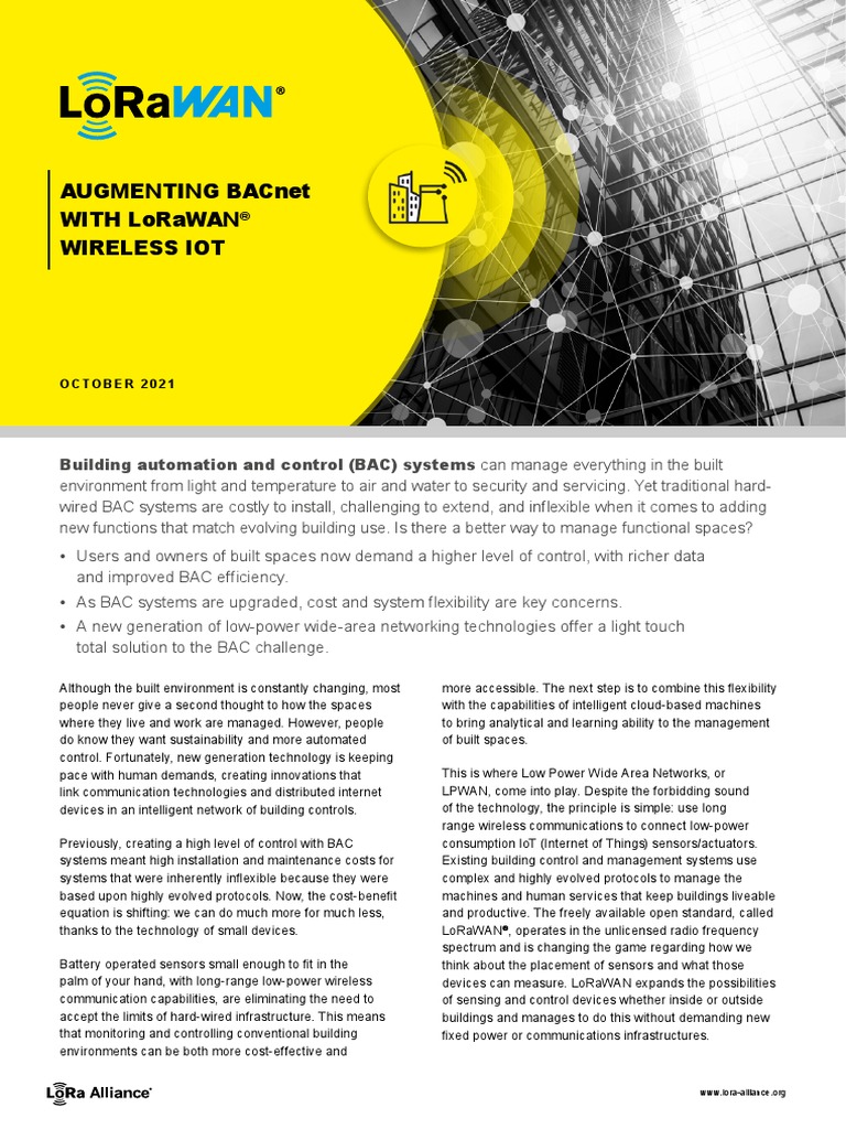 Augmenting Bacnet With Lorawan Wireless Iot | PDF | Internet Of Things | Computer Network