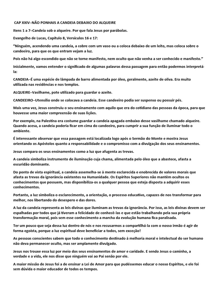 CAP XXI1 Candeia Debaixo Do Alqueire | PDF | Jesus | Conhecimento