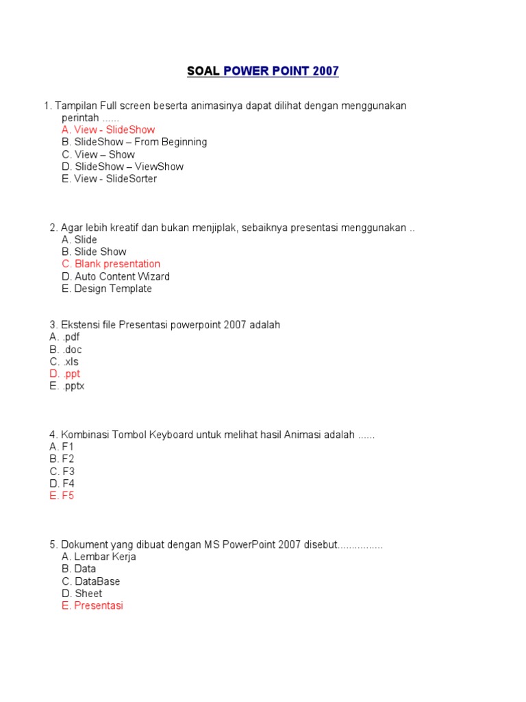Soal Power Point 2007 | PDF