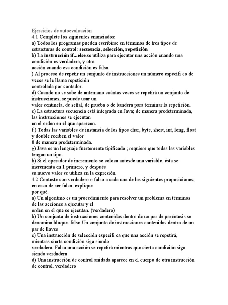 Ejercicios de Java y Estructuras de Control | PDF | Java (lenguaje de programación) | Flujo de ...