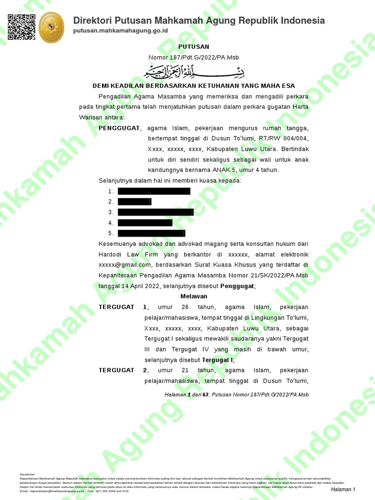 CONTOH PUTUSAN DENGAN EKSEKUSI SECARA LELANG | PDF