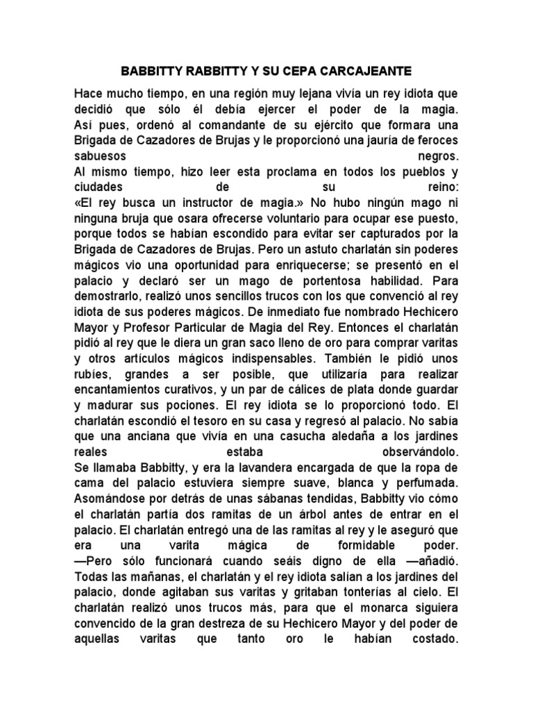 Babbitty Rabbitty y Su Cepa Carcajeante | PDF | Sobrenatural | Poderes ...