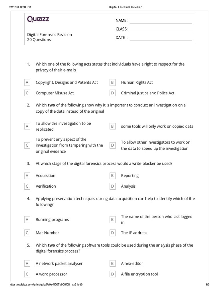 Digital Forensics Revision PDF | PDF | Digital Forensics | Computer Forensics