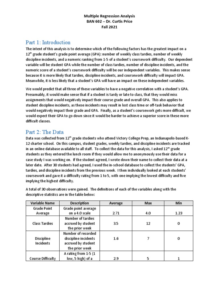 BAN 602 - Project4 | PDF | Linear Regression | Regression Analysis