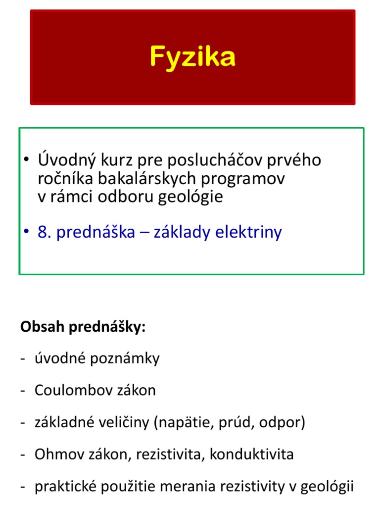 Fyzika - Potencial, Napatie | PDF