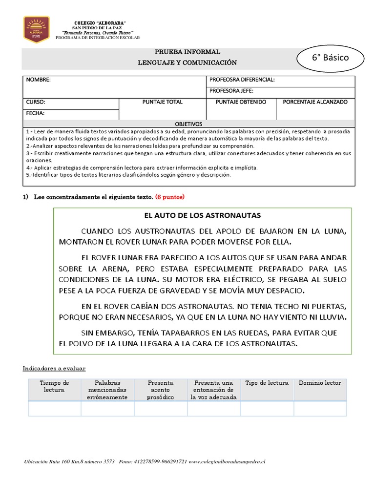 Prueba 6° Basico Lenguaje | PDF | Narración | Cuentos