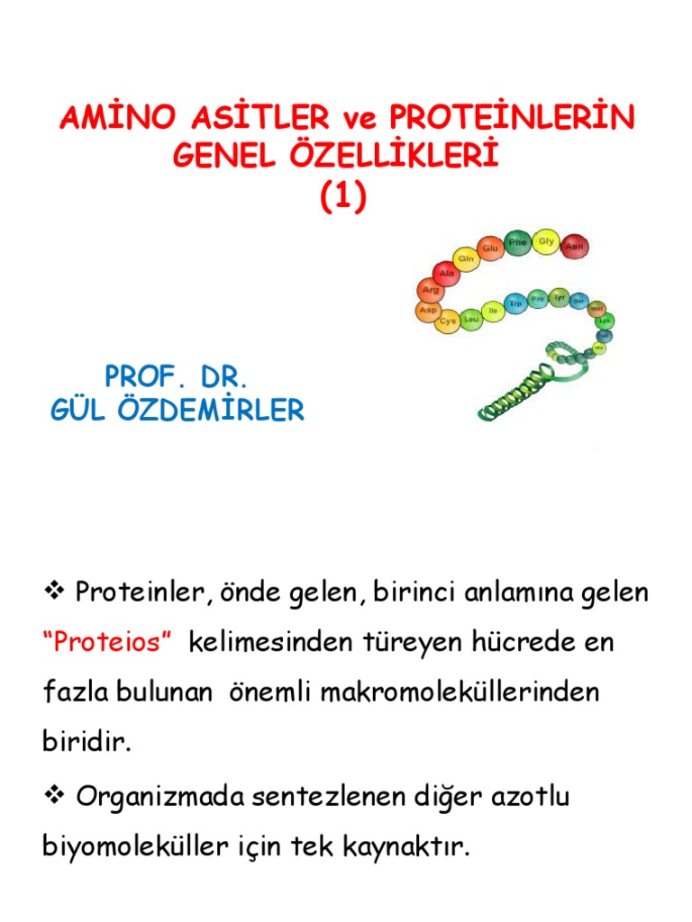 Ami̇no Asi̇t Ve Protei̇nleri̇n Genel Özelli̇kleri̇ 1 | PDF