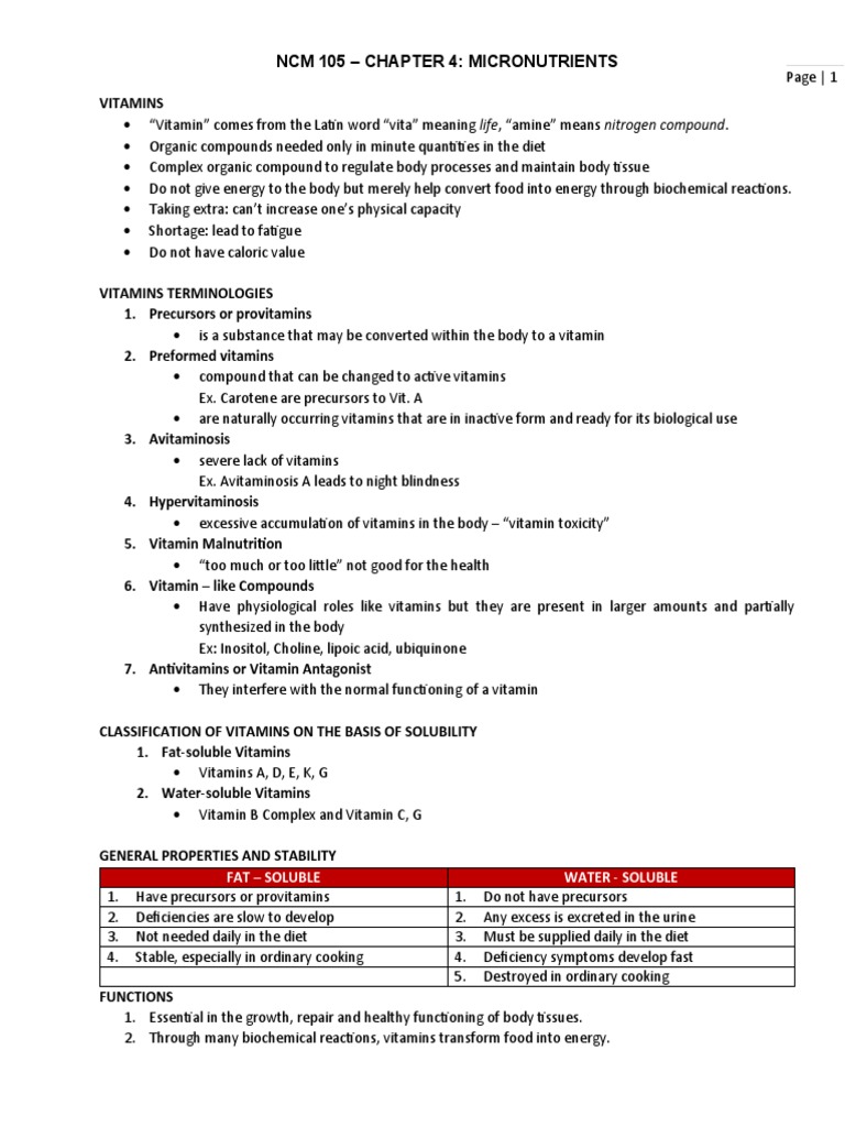 Chapter 4 MICRONUTRIENTS | PDF | Vitamin | Vitamin B12