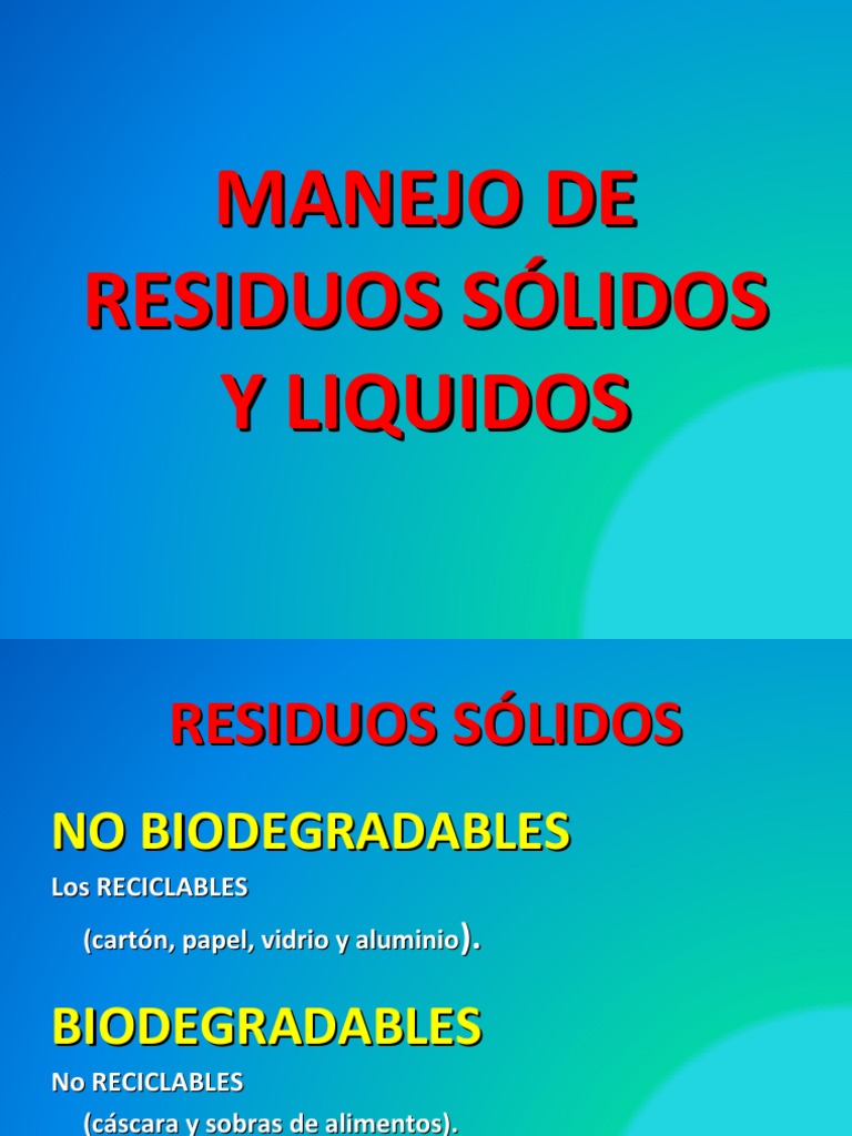 Manejo de Residuos Sólidos y Liquidos | PDF