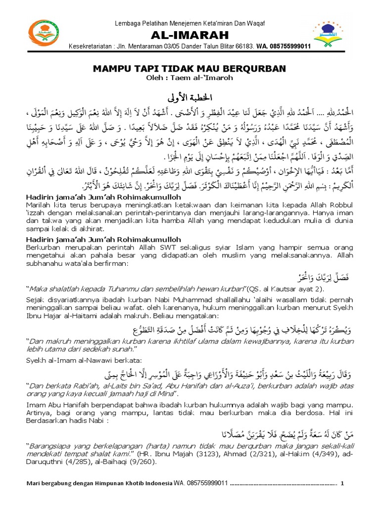 (Indo) Mampu Tapi Tidak Mau Berqurban | PDF