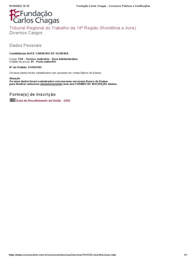 Fundação Carlos Chagas - Concursos Públicos e Certificações | PDF