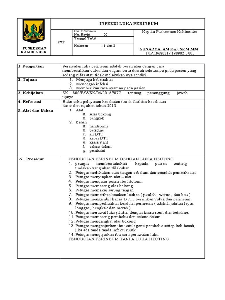 Sop Infeksi Luka Perineum % | PDF