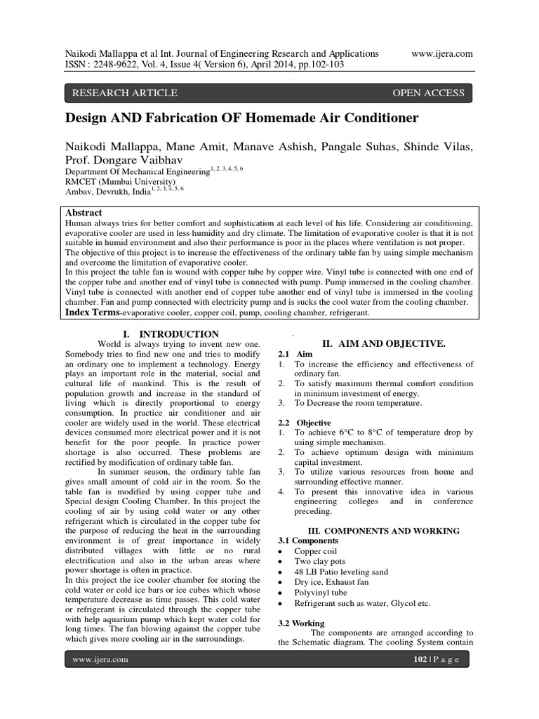 Homemade Air Conditioner Design Report | PDF | Air Conditioning ...