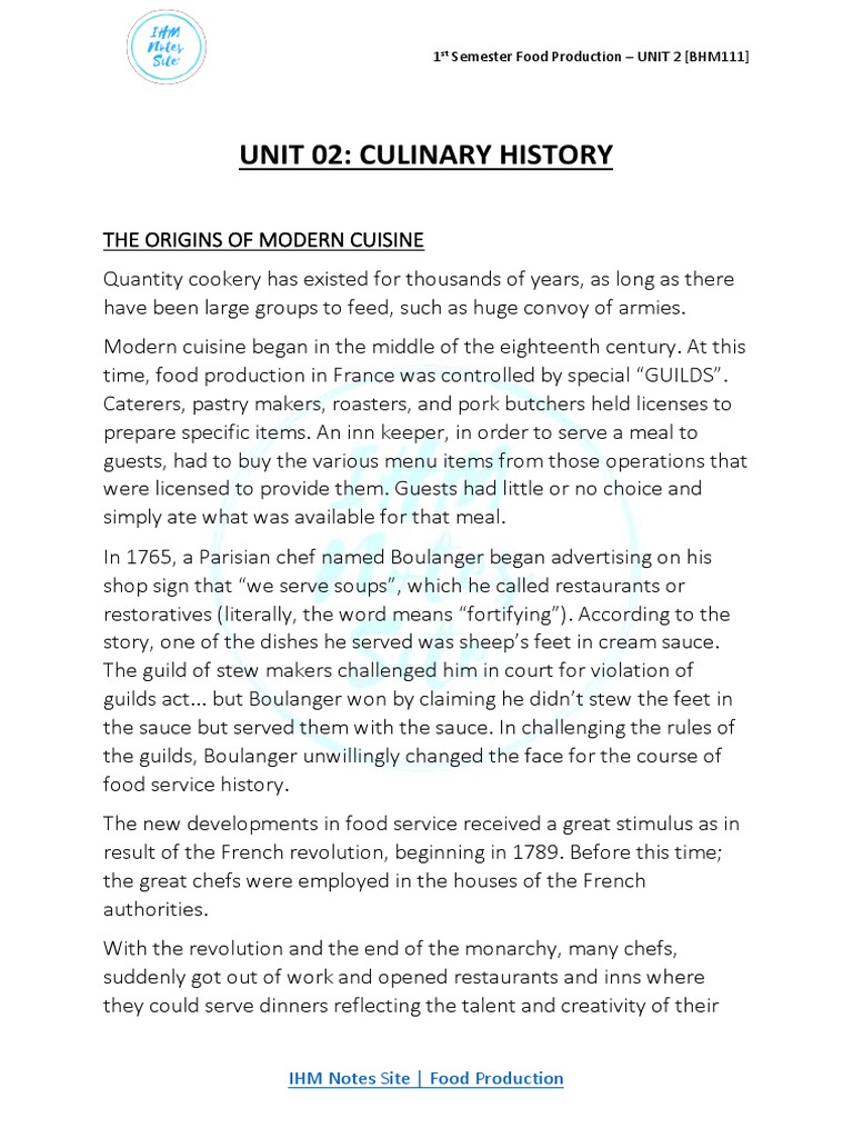 Culinary History | PDF | French Cuisine | Restaurants