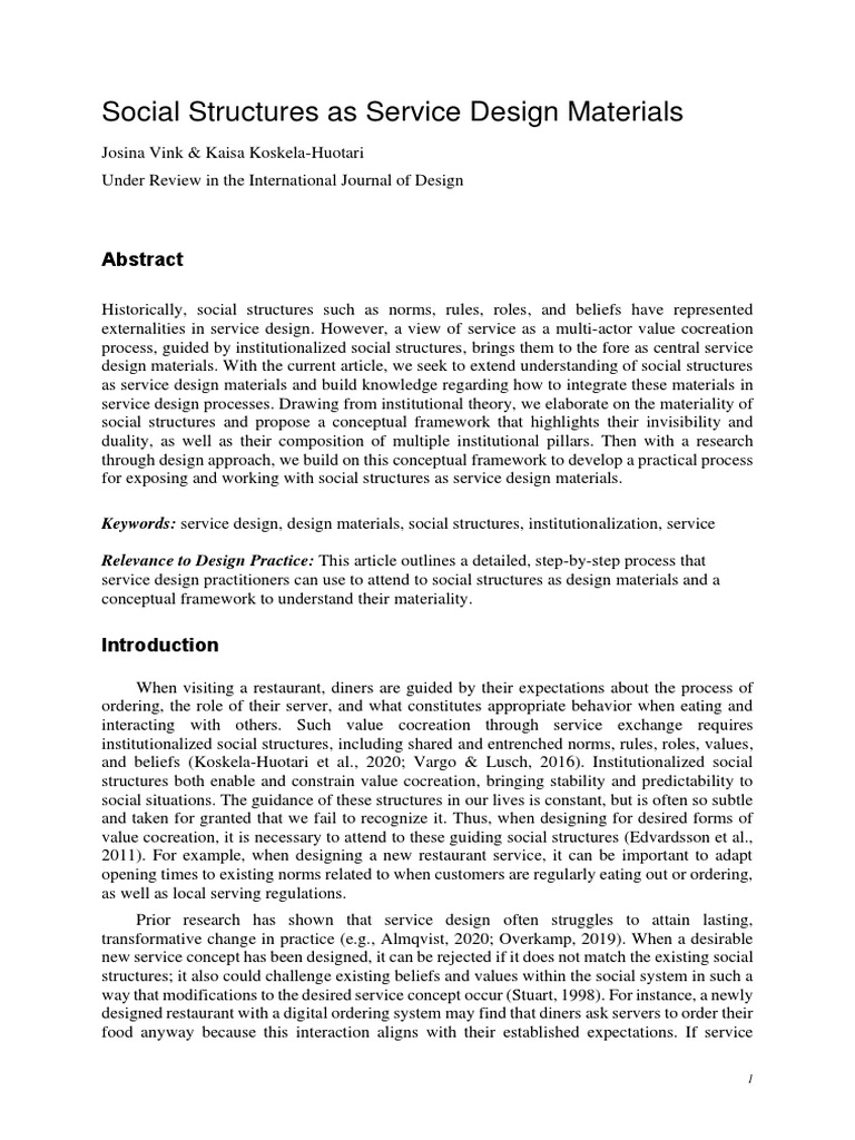 Social Structures As Service Design Materials Final - Josina Vink PDF | PDF | Social Structure ...