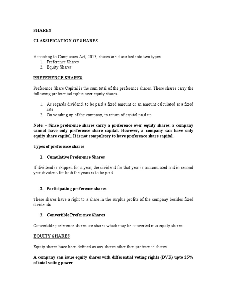Notes SHARES | PDF | Preferred Stock | Stocks