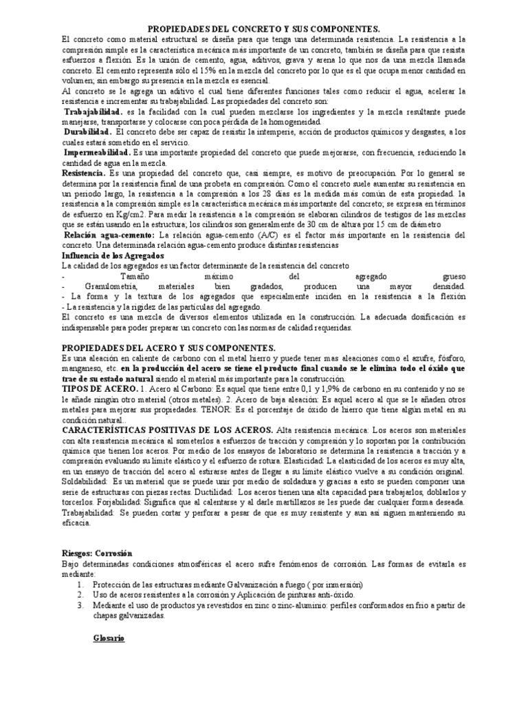 Propiedades Del Concreto y Sus Componentes | PDF | Viga (Estructura ...