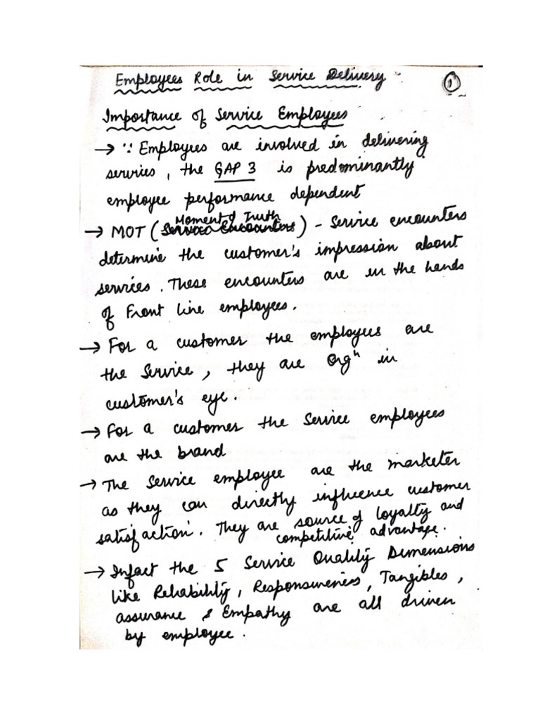 Employees Role in Service Delivery PDF | PDF