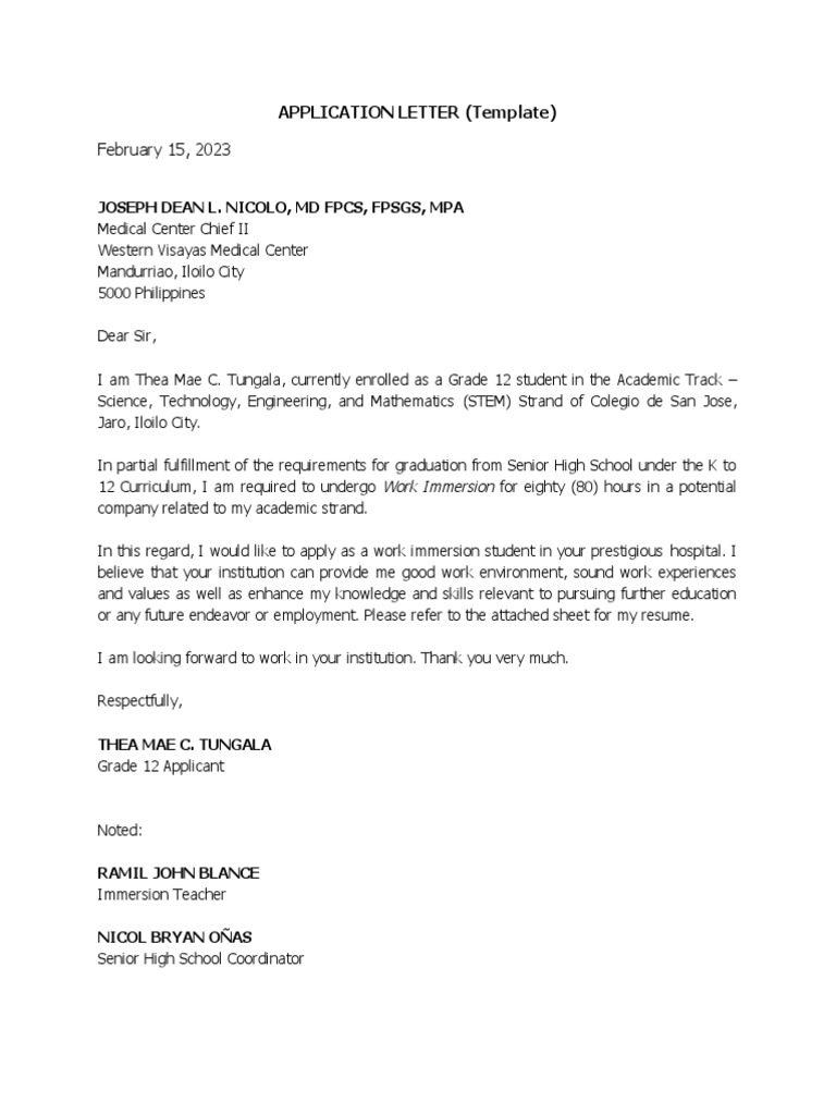 Application Letter | PDF