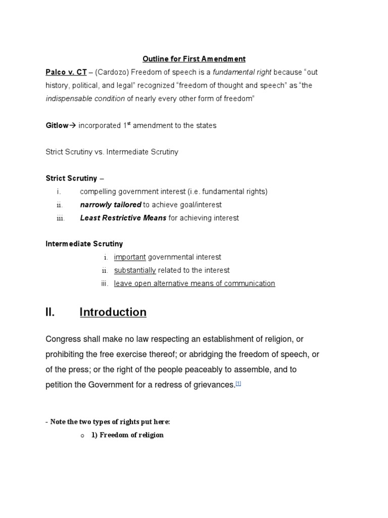 Outline For First Amendment | PDF | Defamation | First Amendment To The ...
