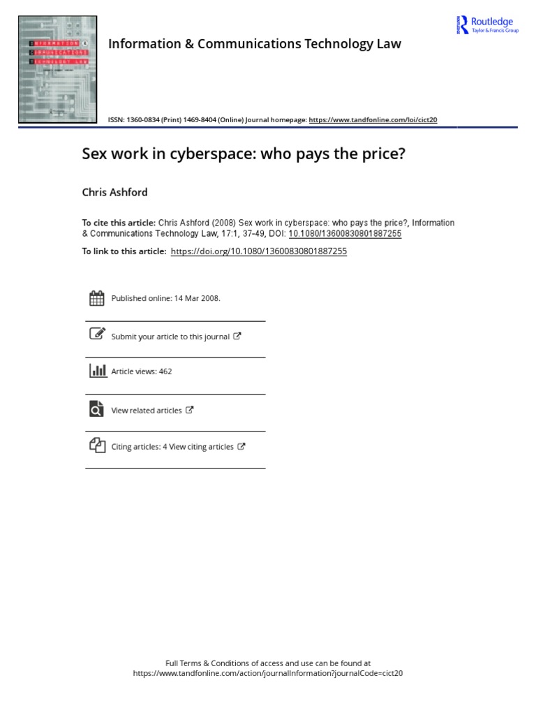 Sex Work In Cyberspace Who Pays The Price Pdf Prostitution Male Prostitution 