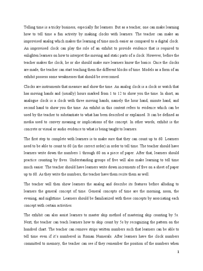 Clock Face | PDF | Learning | Clock