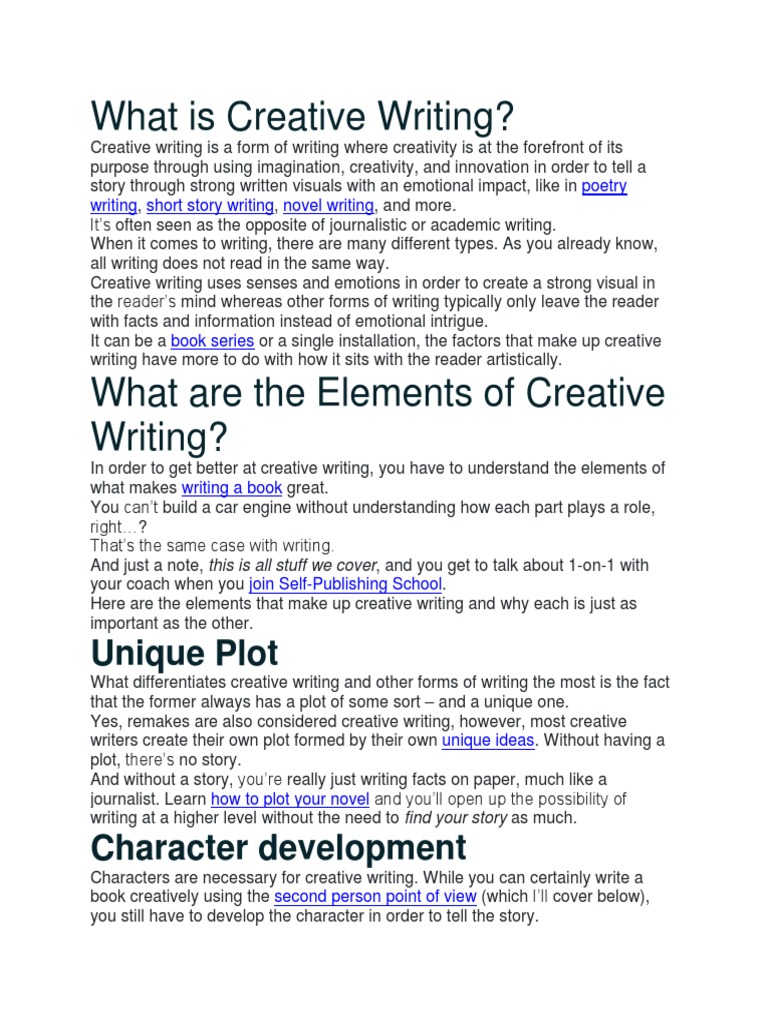 Understanding Creative Writing Elements | PDF | Narration | Cognitive ...