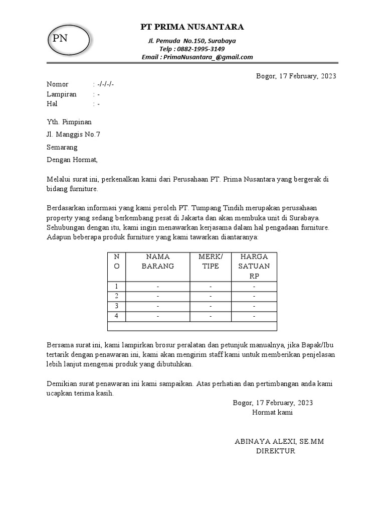 Surat Penawaran | PDF