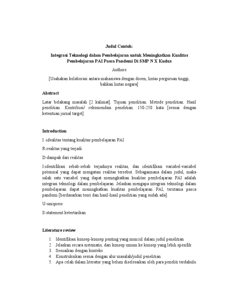 Contoh Membuat Draft Artikel | PDF