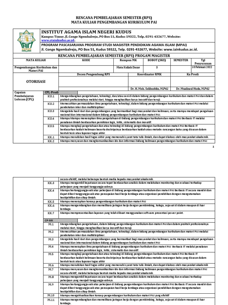 RPS Pengmb Kurkl S2 | PDF