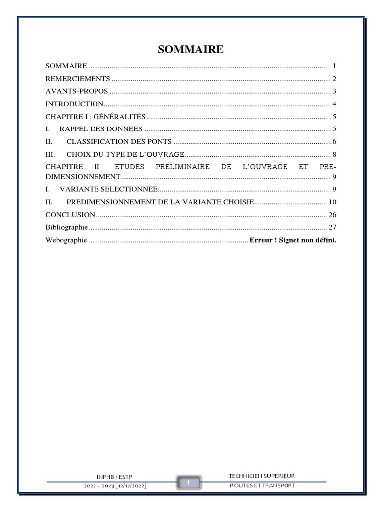 Mini Projet Pont Groupe 2 | PDF | Pont | Ingénierie civile