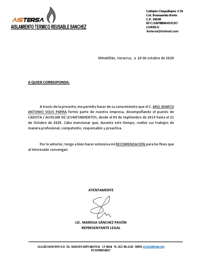 CARTA LABORAL | PDF