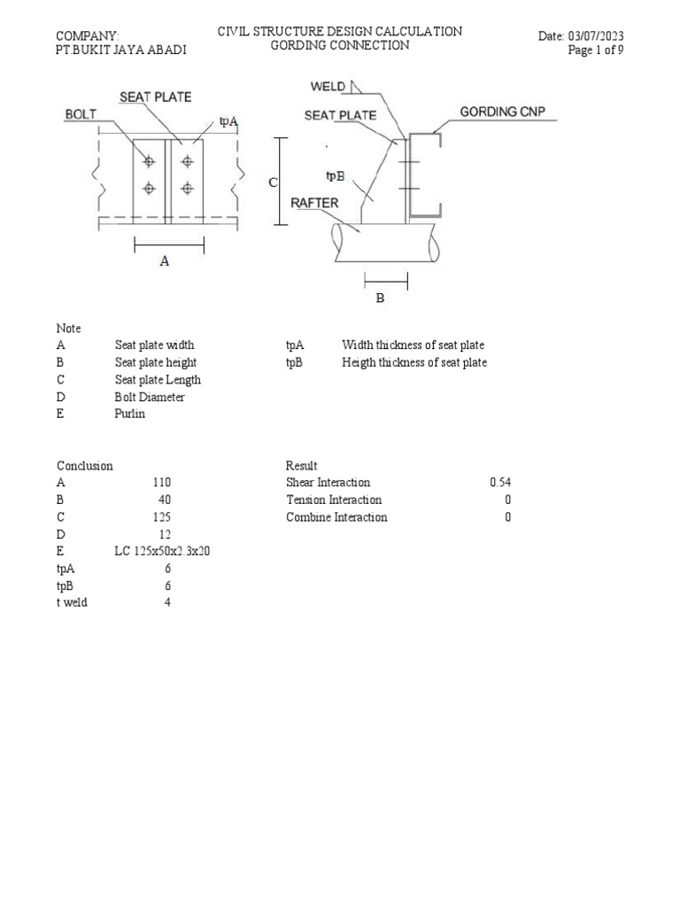 Civil Structure Design: Gording Connection | PDF | Screw | Mechanical Engineering