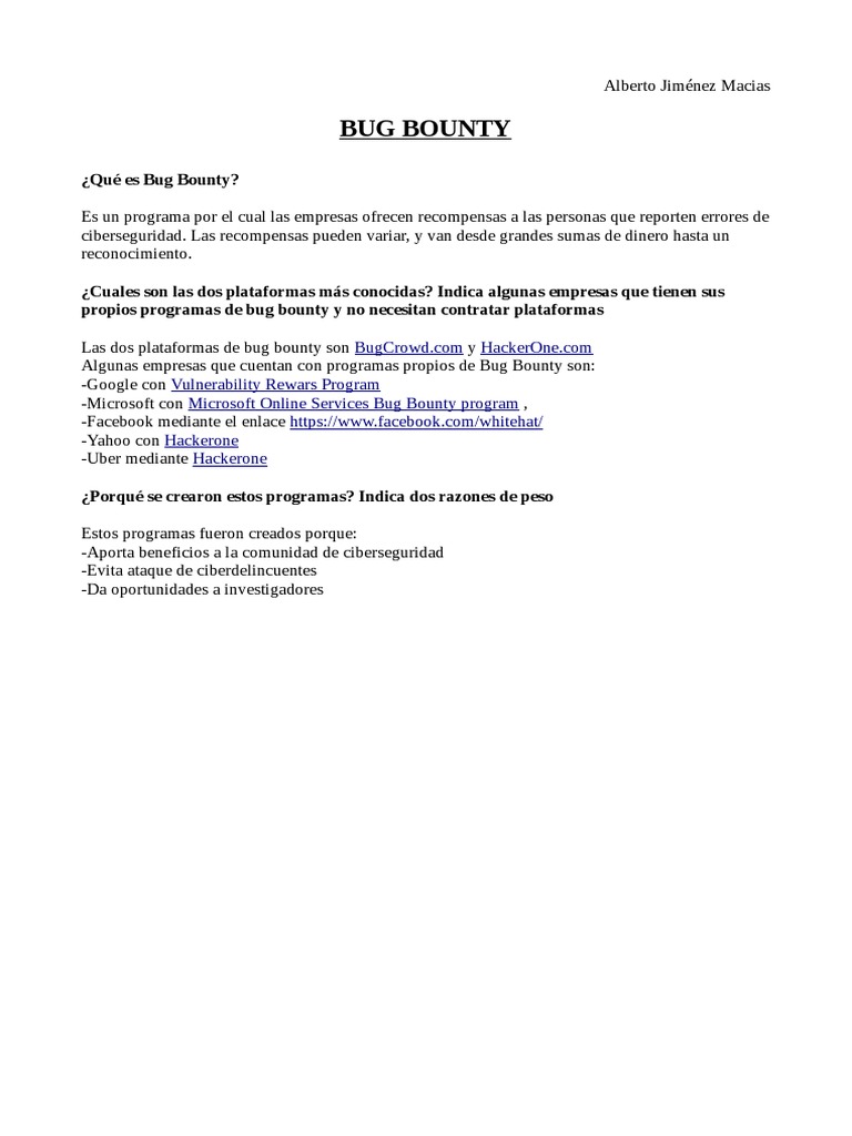 Plataformas y Beneficios del Bug Bounty | PDF