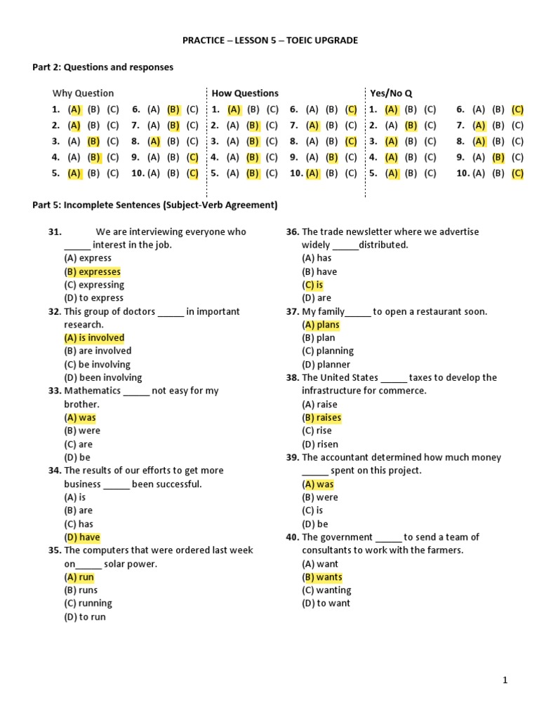 Preparing for the TOEIC: A Practice Test Focused on Questions, Grammar ... Preparing for the TOEIC: A Practice Test Focused on Questions, Grammar ...