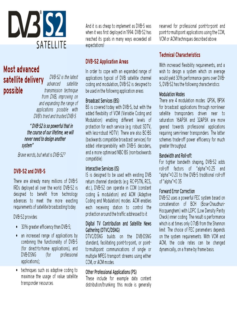 DVB-S Satellite Transmission Technique White Paper | PDF | Electronics | Telecommunications ...