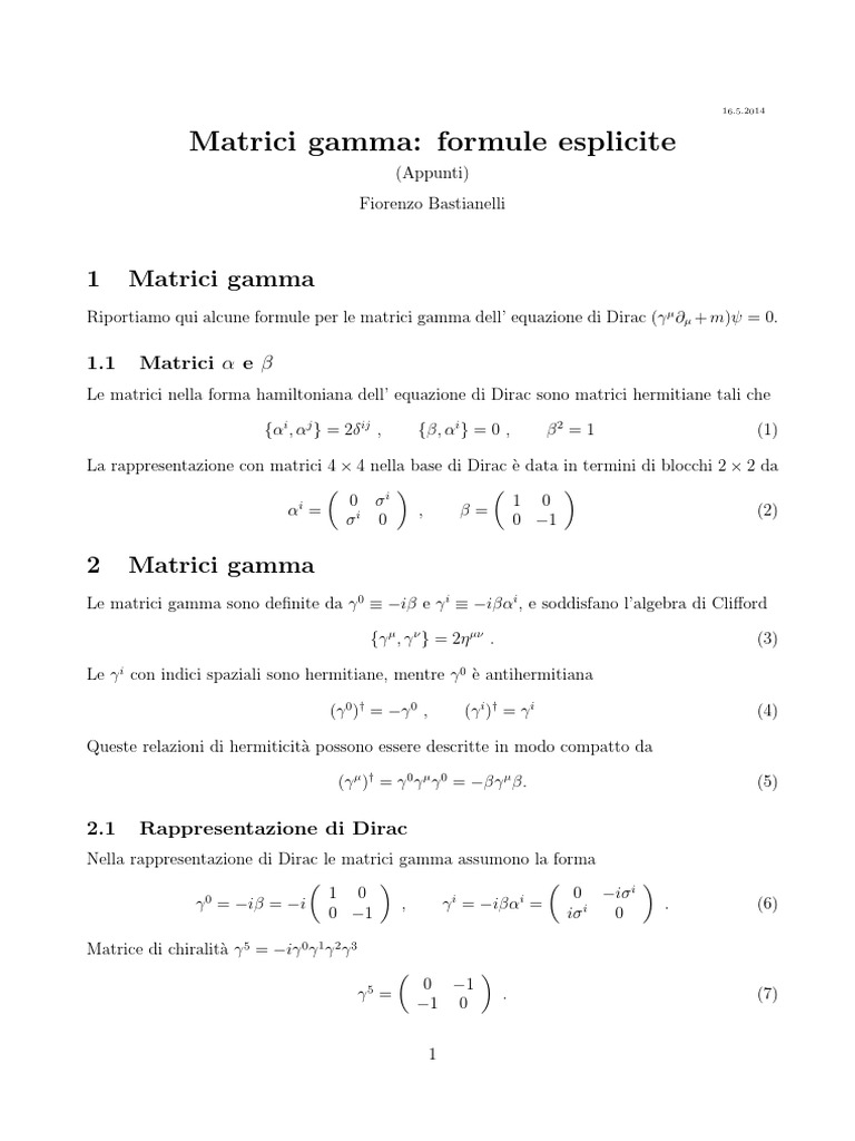 Matrici Gamma | PDF