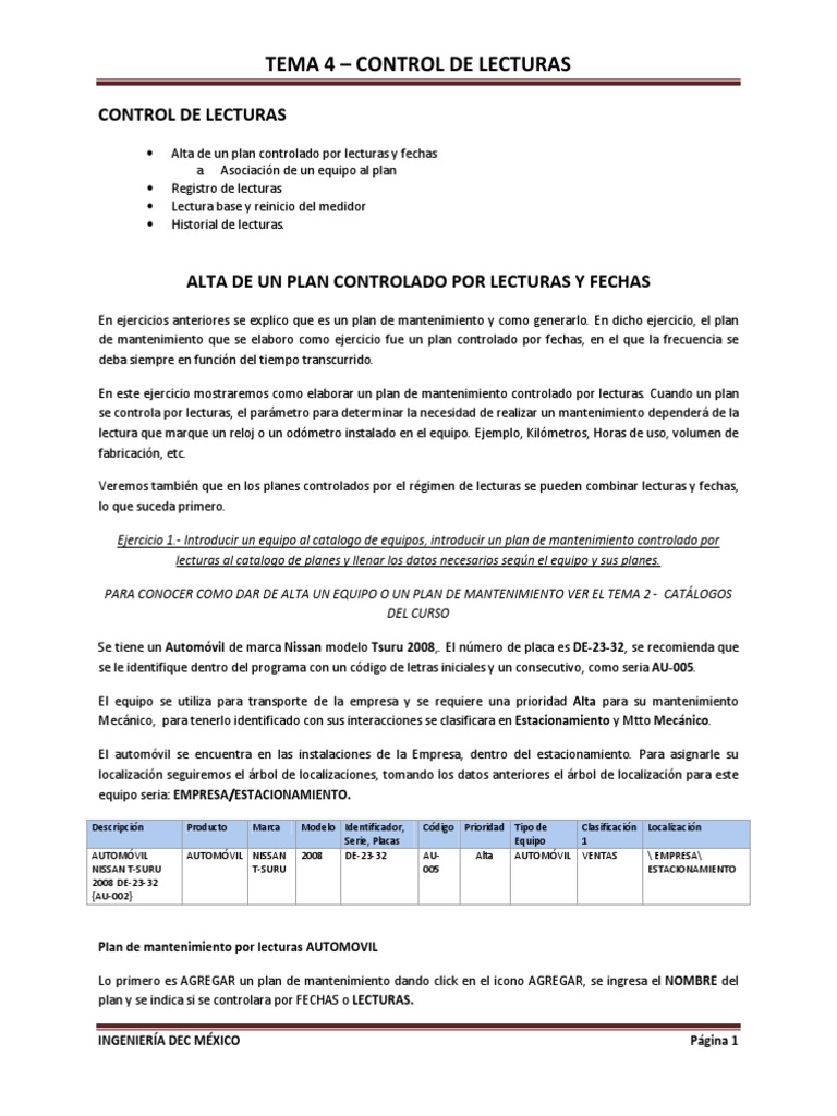 Tema 4 - Control de Lecturas Ejercicios | PDF | Vehículos de ruedas | Transporte