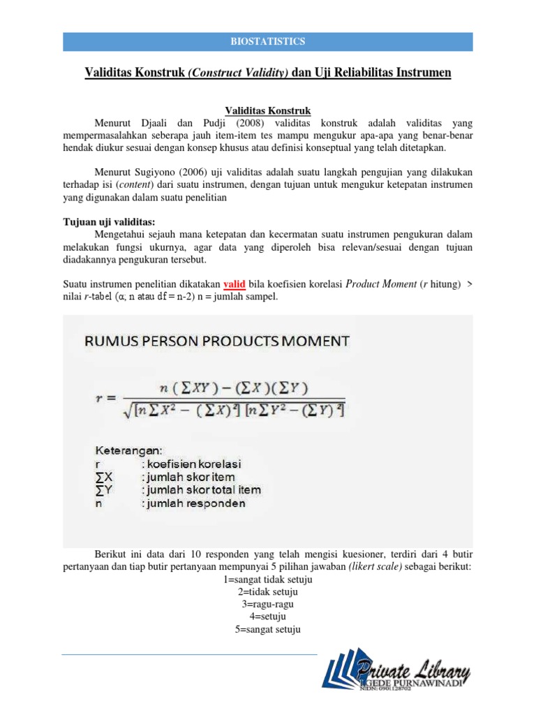 Validitas Konstruk Construct Validity Da | PDF