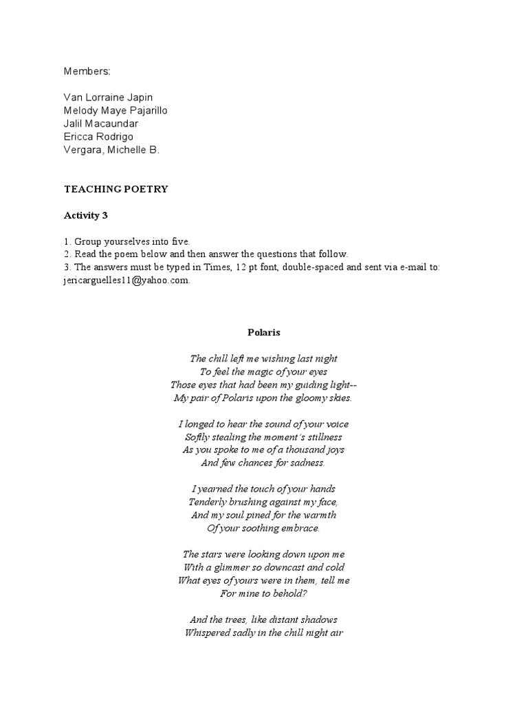 Activity 3 Poem | PDF | Poetry