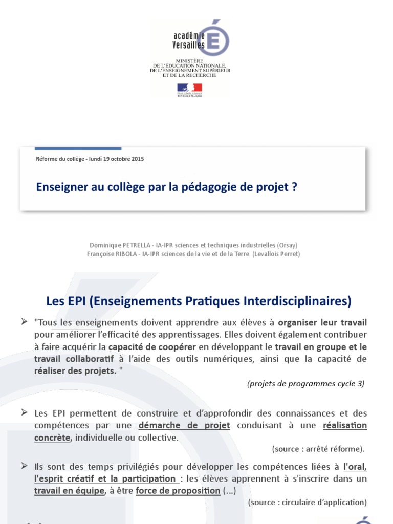 Enseigner Au Collège Par La Pédagogie de Projet | PDF | Pédagogie ...