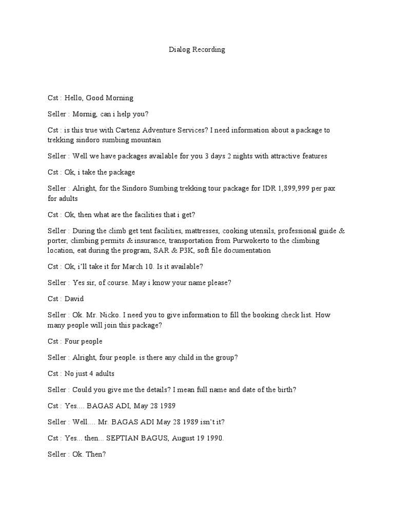 Dialog Recording | PDF