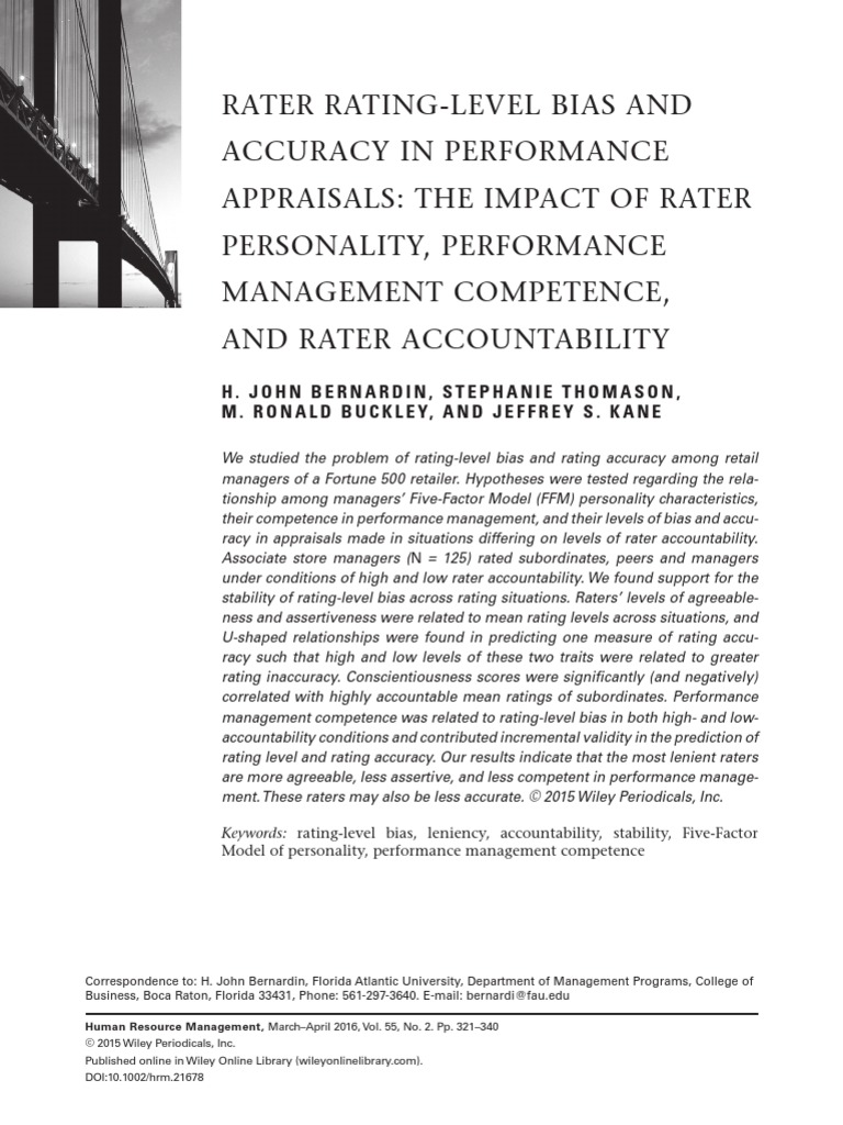Human Resource Management - 2015 - John Bernardin - Rater Rating Level ...
