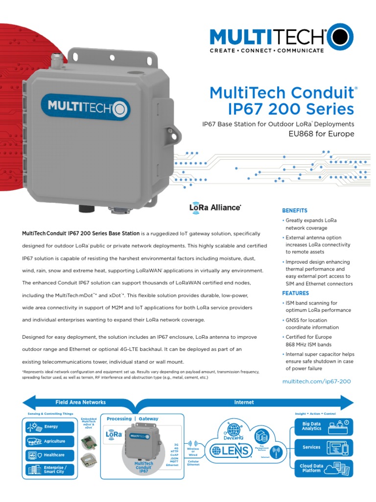 Multitech Conduit Ip67 200 Series: Eu868 For Europe | PDF | Computer ...