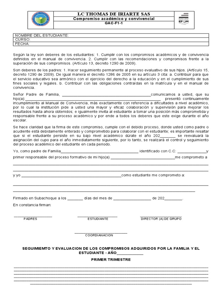 GAC-F1-1 Compromiso Académico y Convivencial | PDF | Justicia | Crimen ...