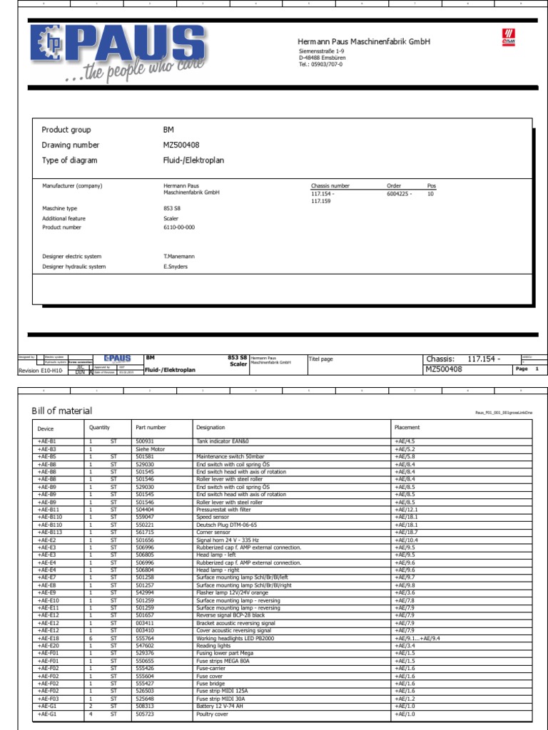 Plano Electrico Hidraulico Serie 117.154 | PDF | Relay | Fuse (Electrical)