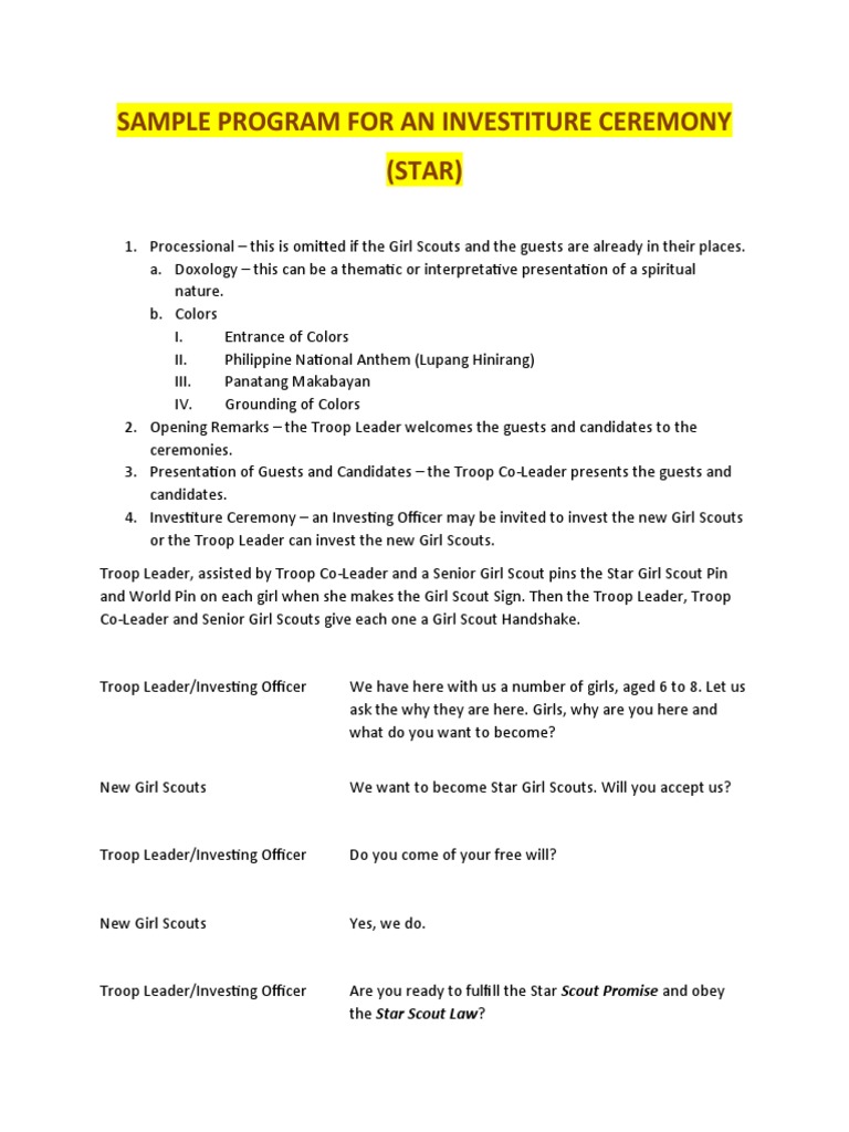 Star Investiture Ceremony | PDF | Outdoor Recreation | Outdoor ...