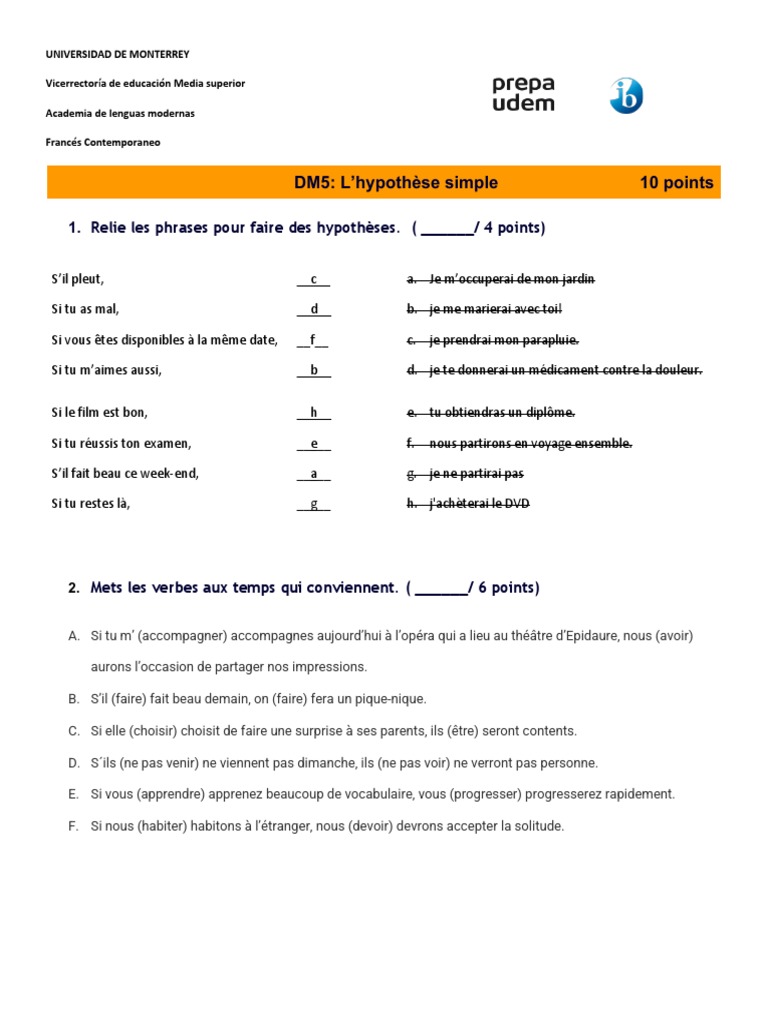 DM5 L'Hypothèse Simple Au Futur | PDF