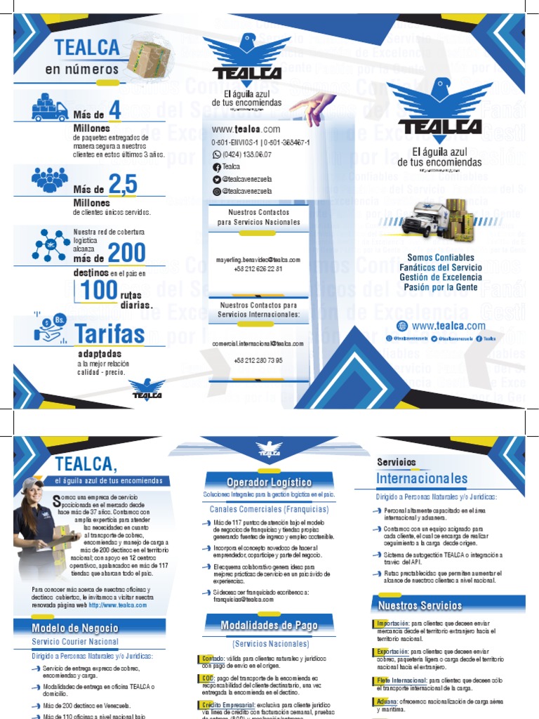 TEALCA Triptico PDF | PDF | Logística | Cliente